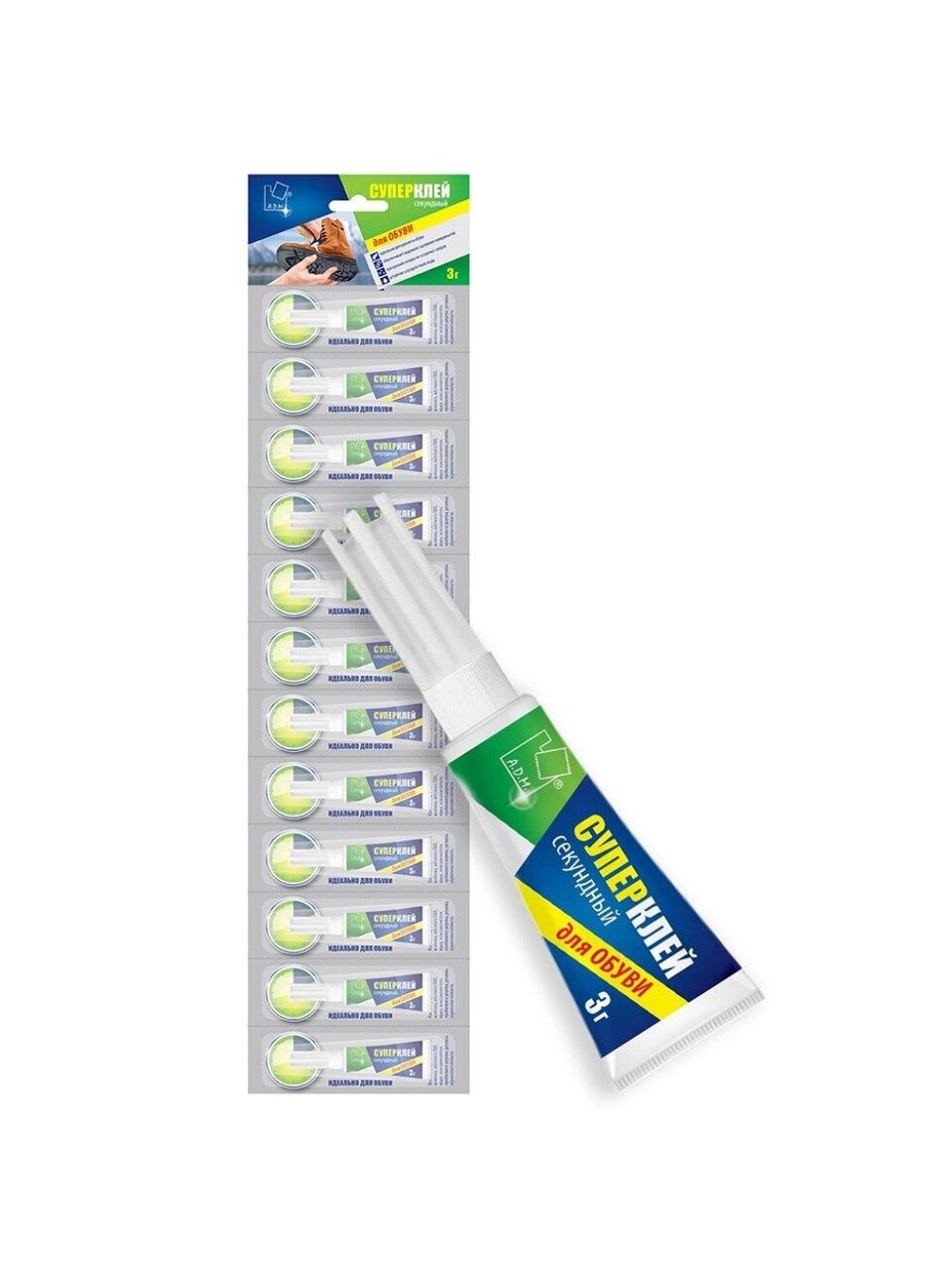 Клей для обуви A.D.M суперклей секундный водостойкий прозрачный однокомпонентный 3 г GHS325OB для ремонта подошвы и кожи