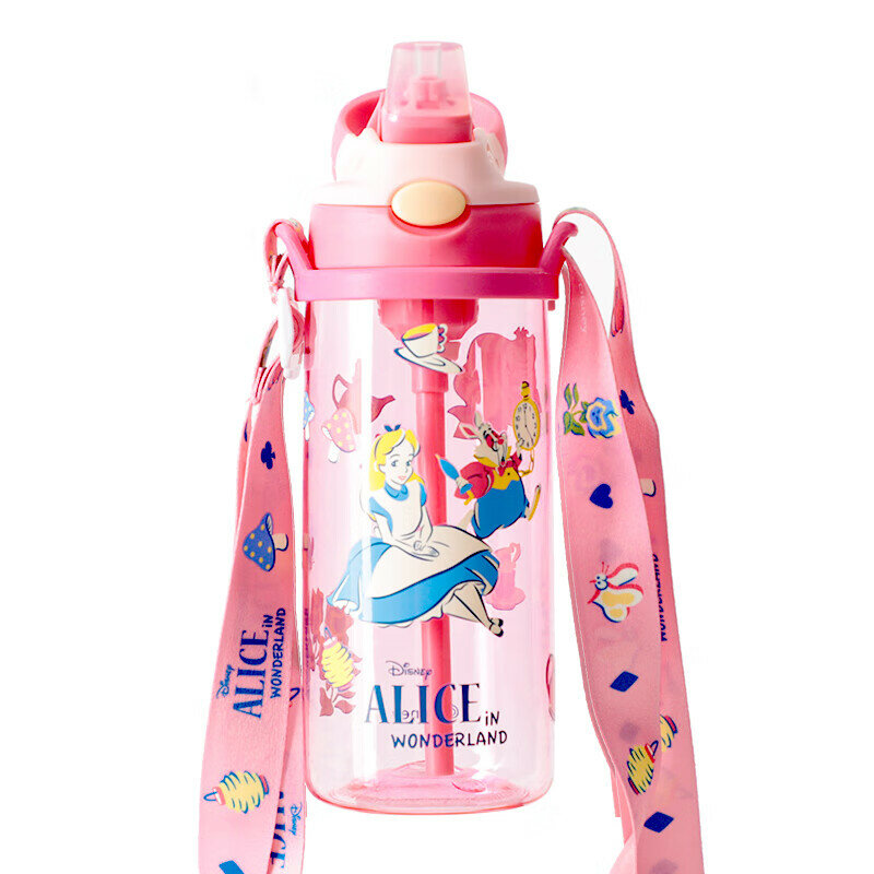 Contigo Alice Детский пластиковый спортивный водный бутылка с трубочкой 2-комплект 600 мл Цвет：Набор Alice с ремешком