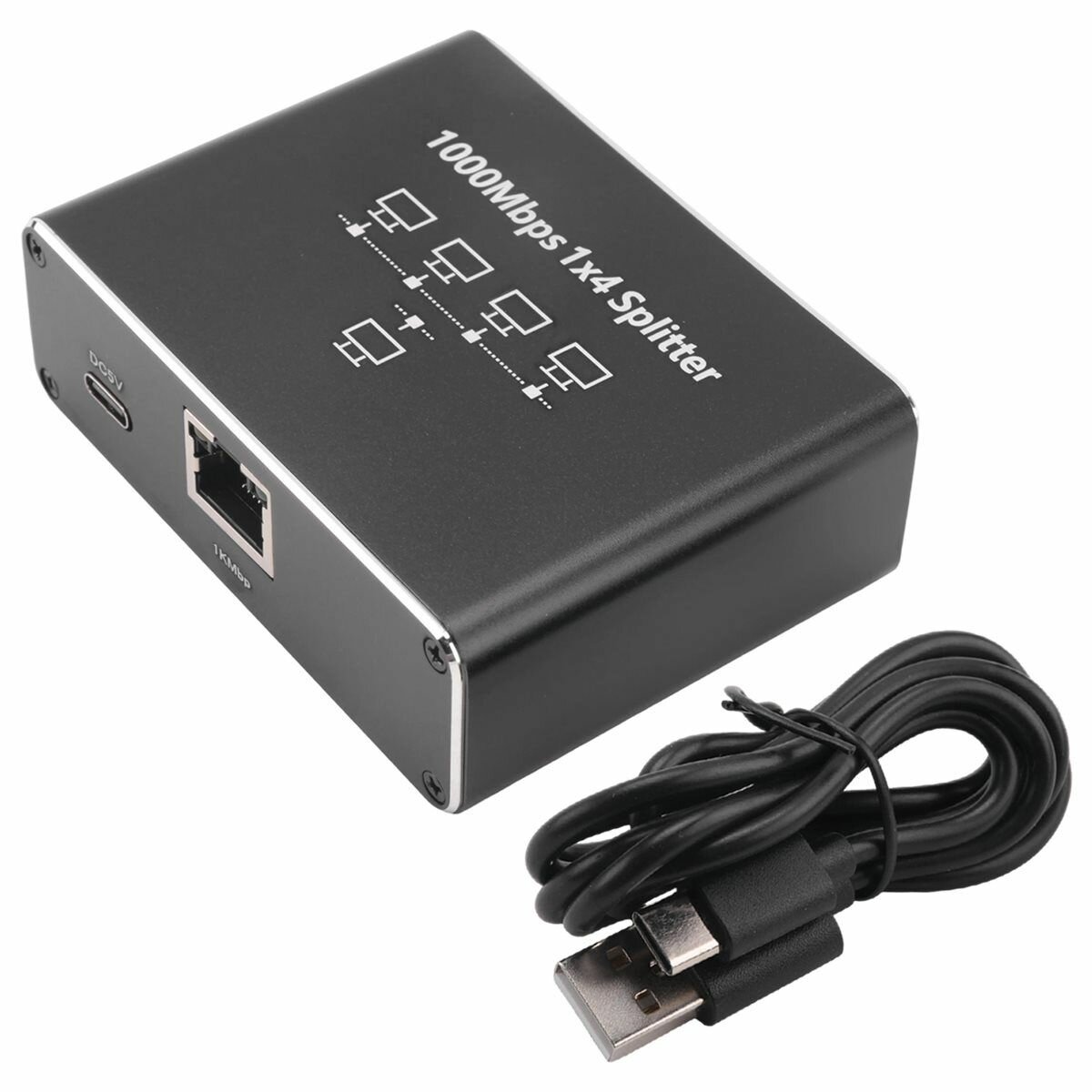 ZHI HUA Разветвитель Ethernet с 1 по 4 сетевыми портами RJ45, подходящий для ПК и ноутбуков.