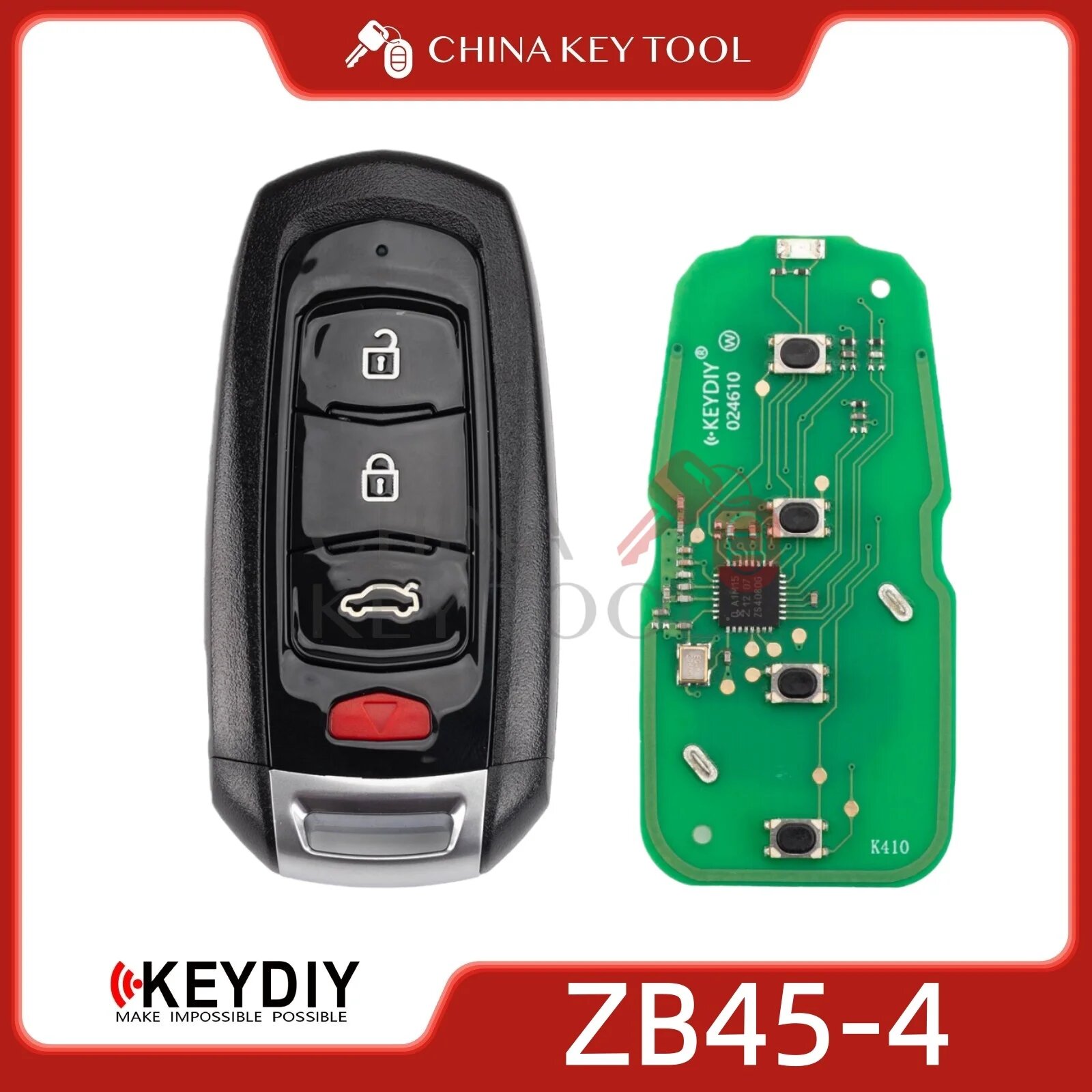 Универсальный смарт-ключ KEYDIY KD ZB45-4, 3+1 кнопки, серия ZB, совместимый с Geely