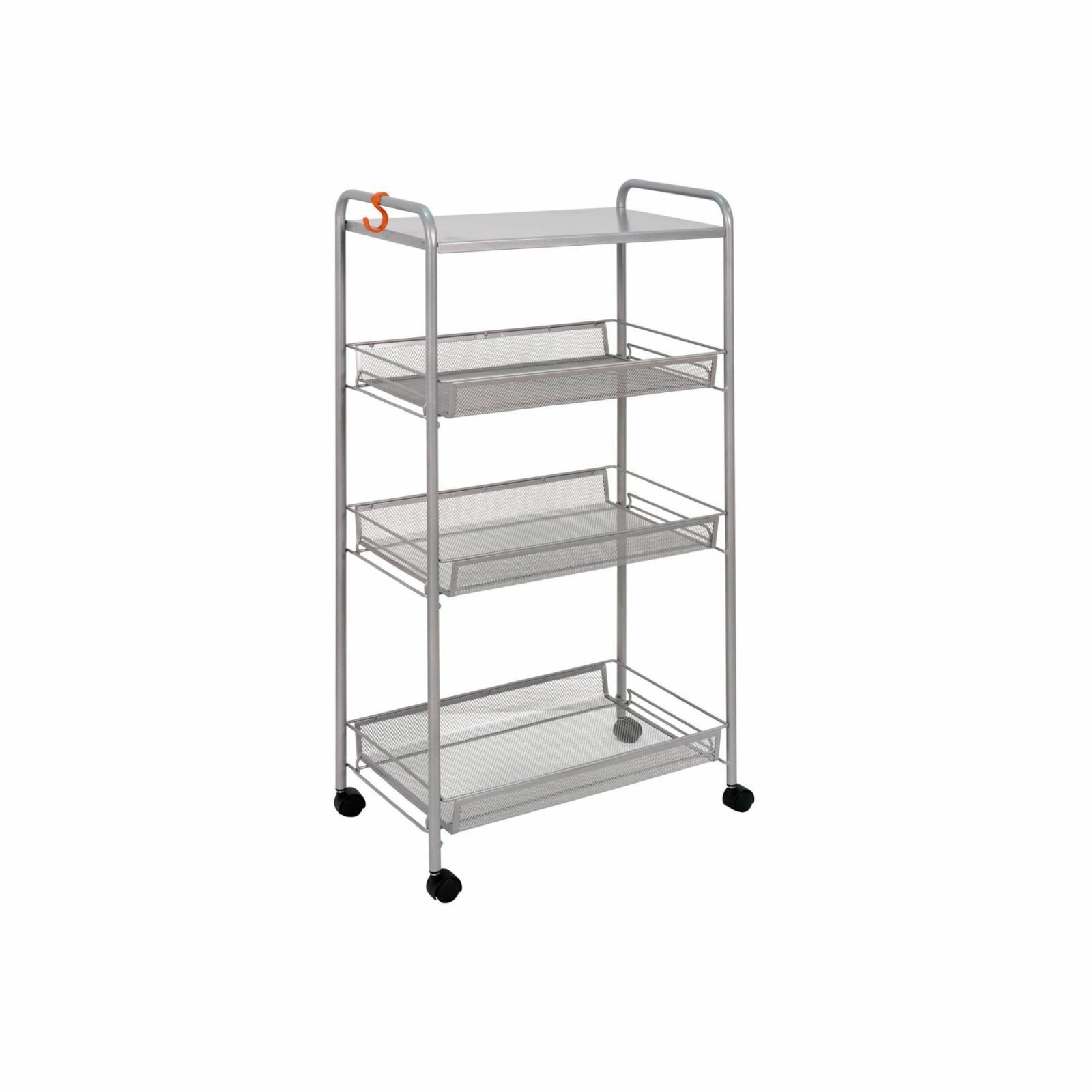 Этажерка ЗМИ Ладья34КС, металлическая, четырехуровневая, 3 корзины, полка, высота 0.88 м, ширина 0.45 м, глубина 0.3 м, на колесах Э357ГФ