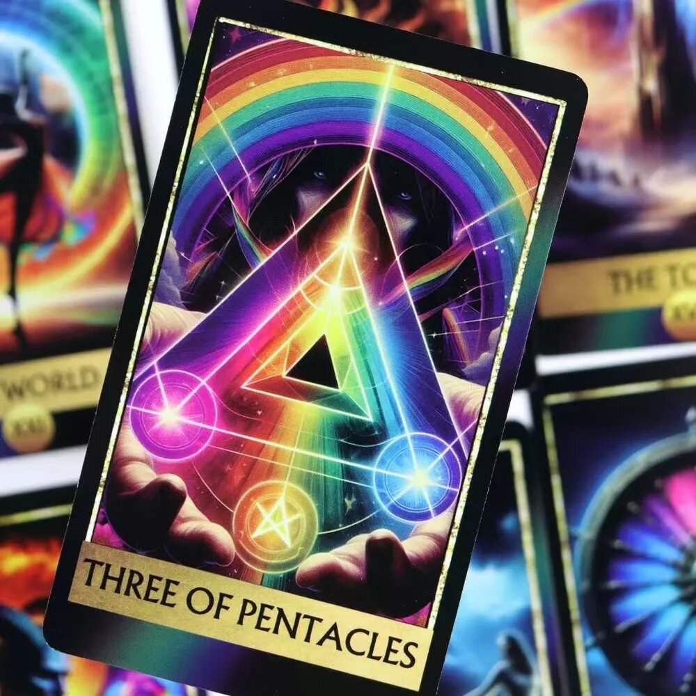Таро Rainbow Tarot 10*6cm 78 карт неоновая луна Русское Таро с электронным руководством — фото 1