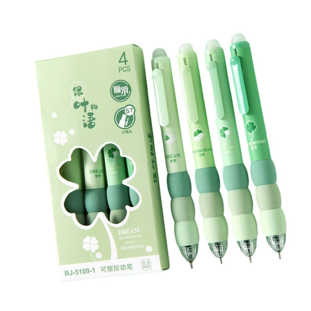 Гелевые стираемые ручки с мягким захватом (4 шт.), Зеленый