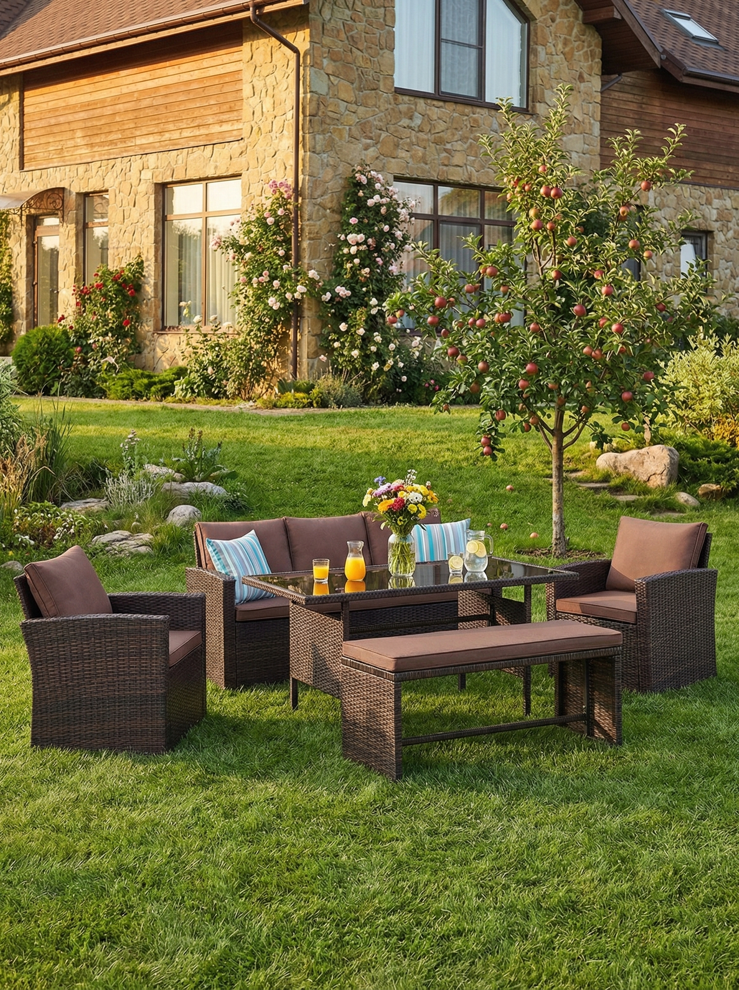 Комплект из искусственного ротанга Римини классик-7 (Rimini classic-7), шоколад