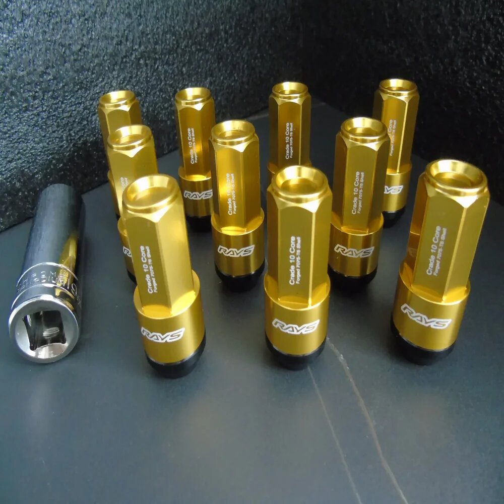 Колесные гайки RAYS, гайки ступицы, длина 58 мм M12x1,5 M12x1,25 M14x1,5, м12х1,5, Золотой
