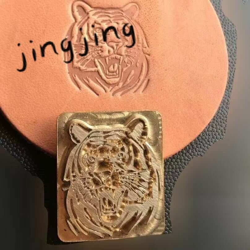 Латунное клише для тиснения кожи / Голова тигра