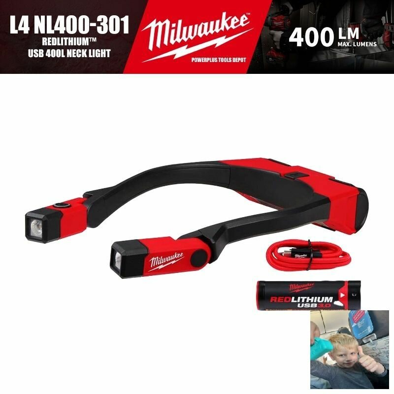 Milwaukee L4 NL400-301/2117-21 редлитий Шейный фонарь USB 400LM
