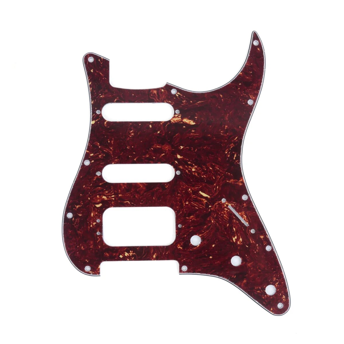 Musiclily Pro 11-Hole Round Corner HSS Guitar ST Pickguard MX1384P Бордовый, Vintage Tortoise