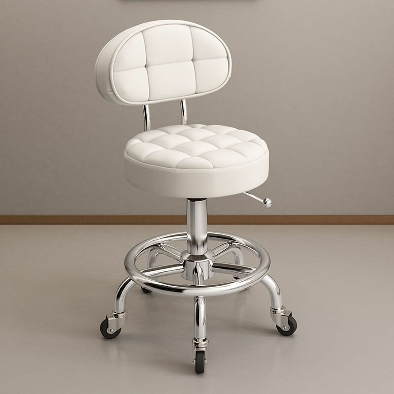 Стул для мастера маникюра, для салона красоты, для офиса Ракушка, на колесиках со спинкой