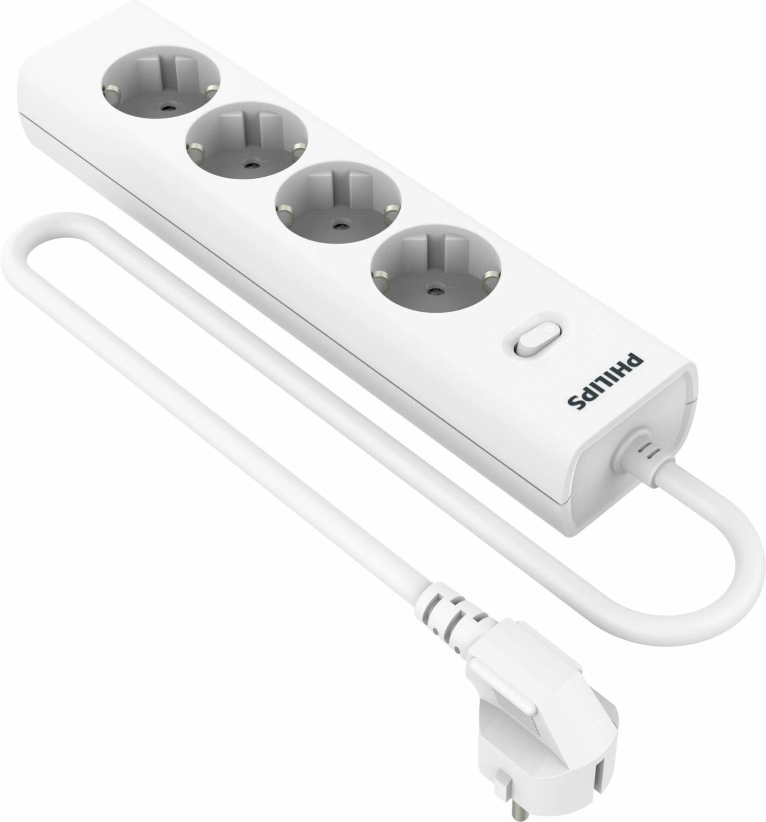Сетевой фильтр PHILIPS длина 5 м, 4 розетки, максимальная нагрузка 2500 Вт, белый (CHP2145WC/51)