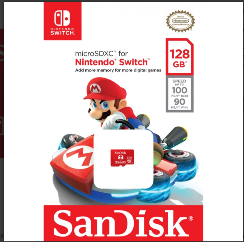 Карта памяти SanDisk "Mario Kart", для Nintendo Switch, объем 128 ГБ