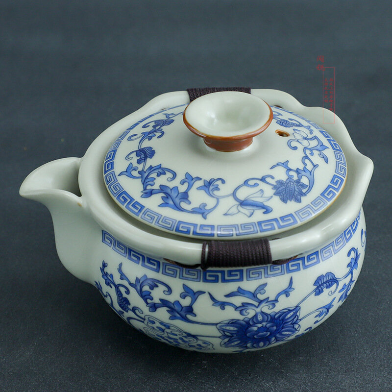 Чайная чашка с цветочным узором из небесно-голубой керамики Ру, традиционный керамический дизайн для питья чая Пуэр