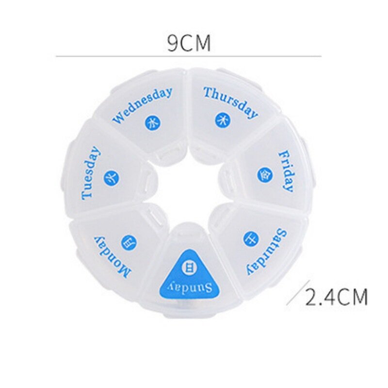 Органайзер для таблеток с 7 отсеками и прозрачными секциями, компактный дизайн для хранения лекарств в движении