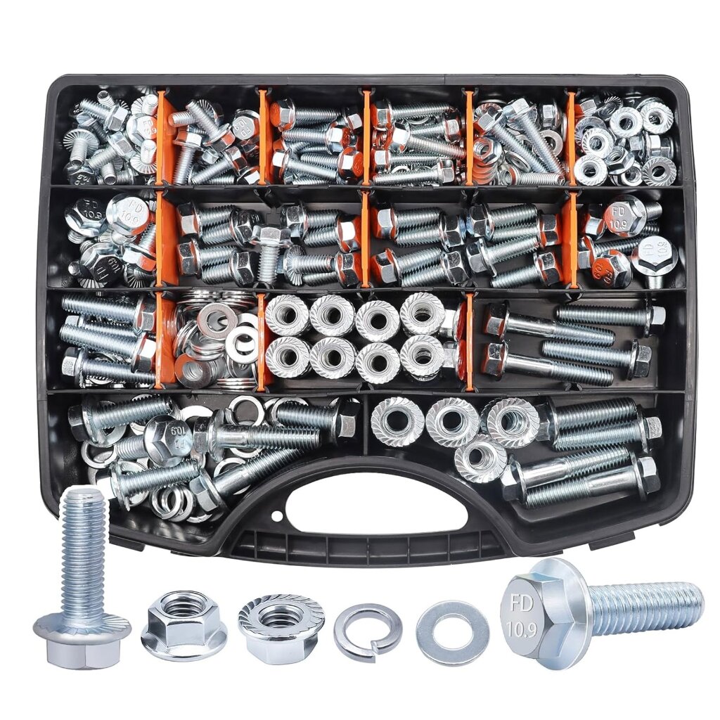 Универсальная комбинация фланцев, болтов, гаек и шайб различных размеров для мебели, оборудования и наружных работ