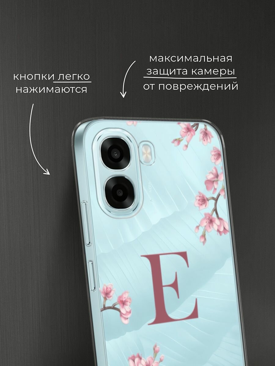 Силиконовый чехол на Oppo A6x / Оппо A6x с принтом Буква E сакура — фото 1