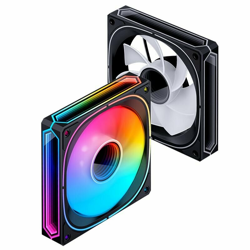 Вентилятор для корпуса JONSBO FR-505BR 120х120х25мм REVERSE (PWM, ARGB LED, 800-1800об/мин, обратный поток, черный)