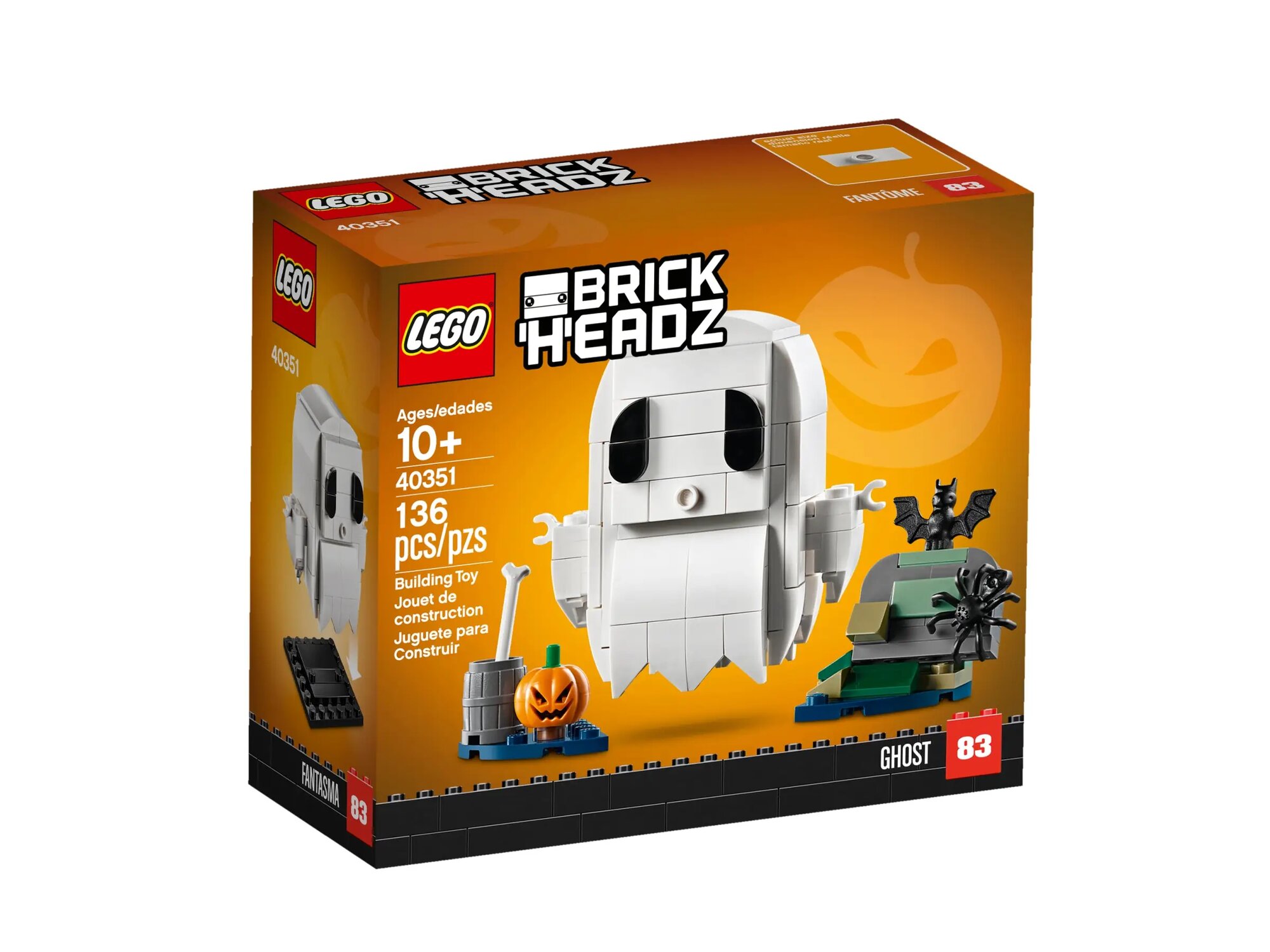 Конструктор LEGO BrickHeadz 40351 Привидение на Хэллоуин, 136 деталей, от 10 лет, 2019 год