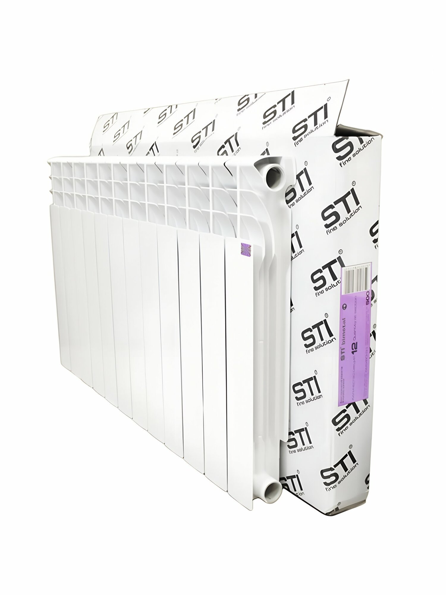 Радиатор биметаллический STI 12 секций 500x80 мм, настенный, боковое подключение, 1500 Вт