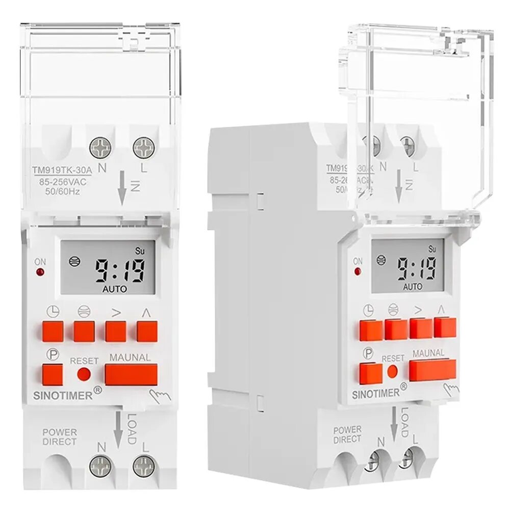 Астрономический таймер-реле на DIN-рейку, 85 265 В переменного тока, 30 А
