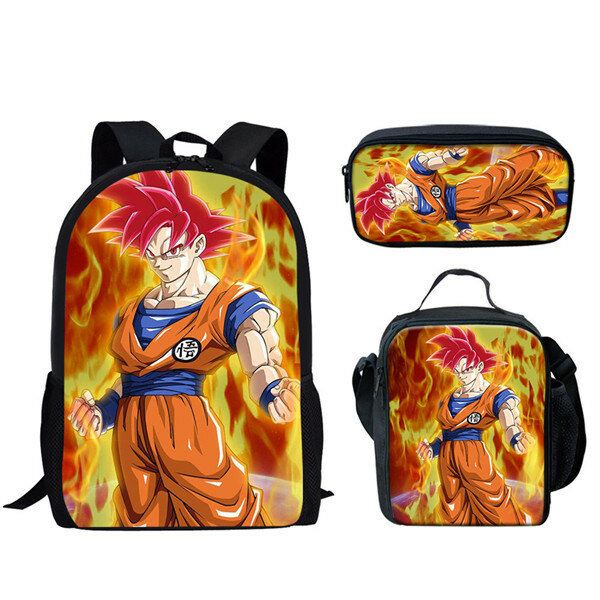 Рюкзак набор драгон болл с большим вместительным нейлоновым школьным рюкзаком и пеналом для учеников размер 3