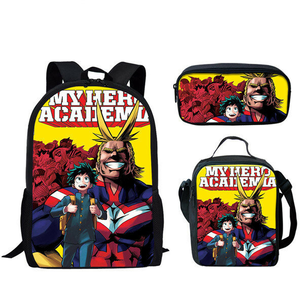 My hero academia рюкзак школьный и торба комплект с большим отделением для колледжа и поездок желтый