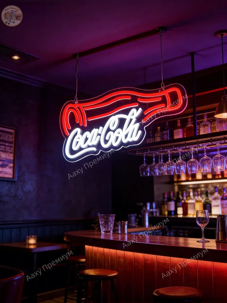 Неоновая вывеска с изображением бутылки Coca-Cola USB-блок питания, 41х28CM декор для бара и дома