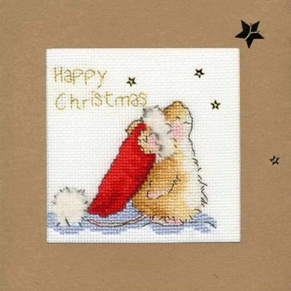Набор для вышивания Bothy Threads #XMAS20 Christmas Card – Star Gazing (Рождественская открытка – Созерцание звезд), Счетный крест, 10 х 10 см