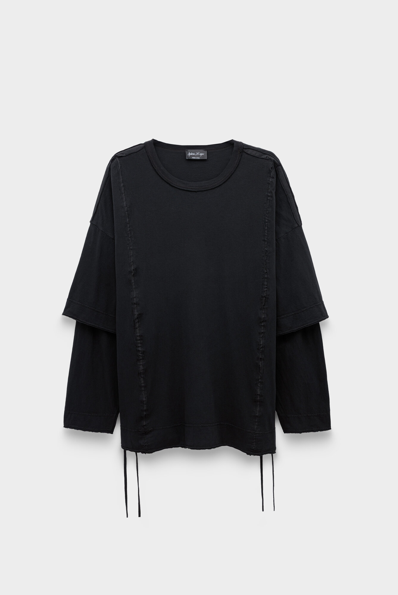 Лонгслив Andrea Ya'aqov oversized double sleeve 09 black для мужчин цвет черный размер 48