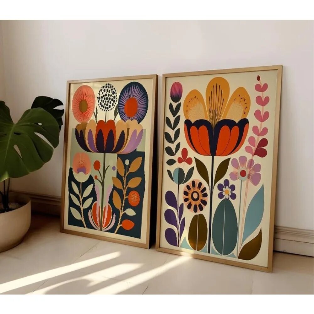 Цветочный постер сканди HALFLEMART, 30x40 см, TT1959-2pcs