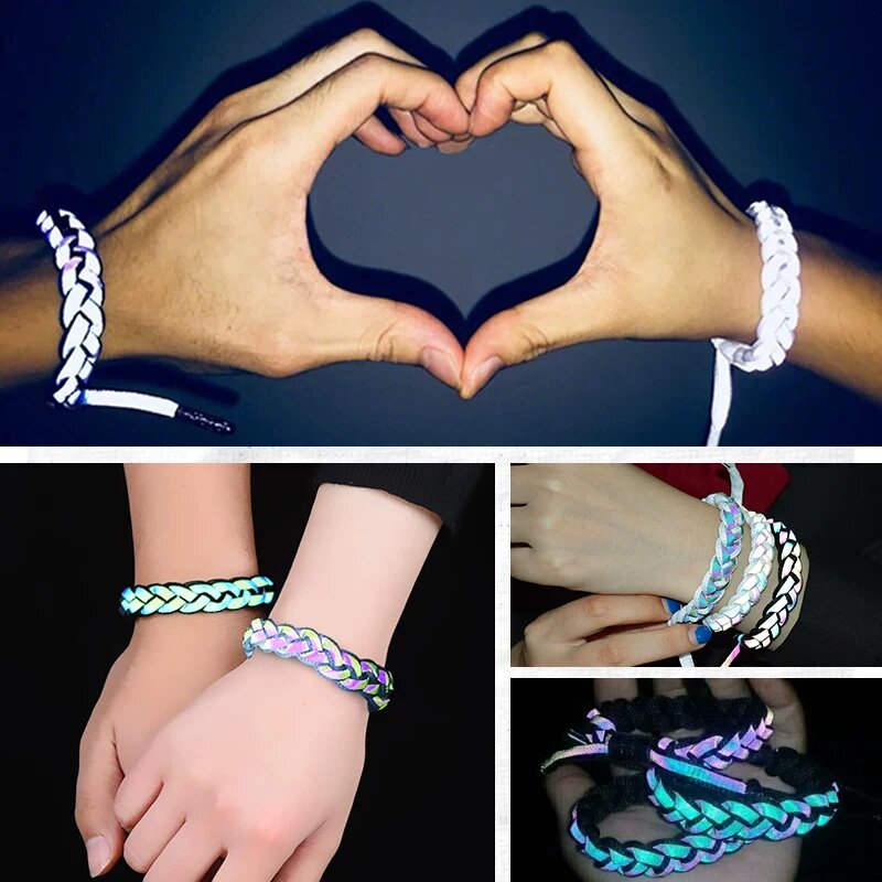 Голографический отражатель черный и белый браслет, модный спортивный аксессуар