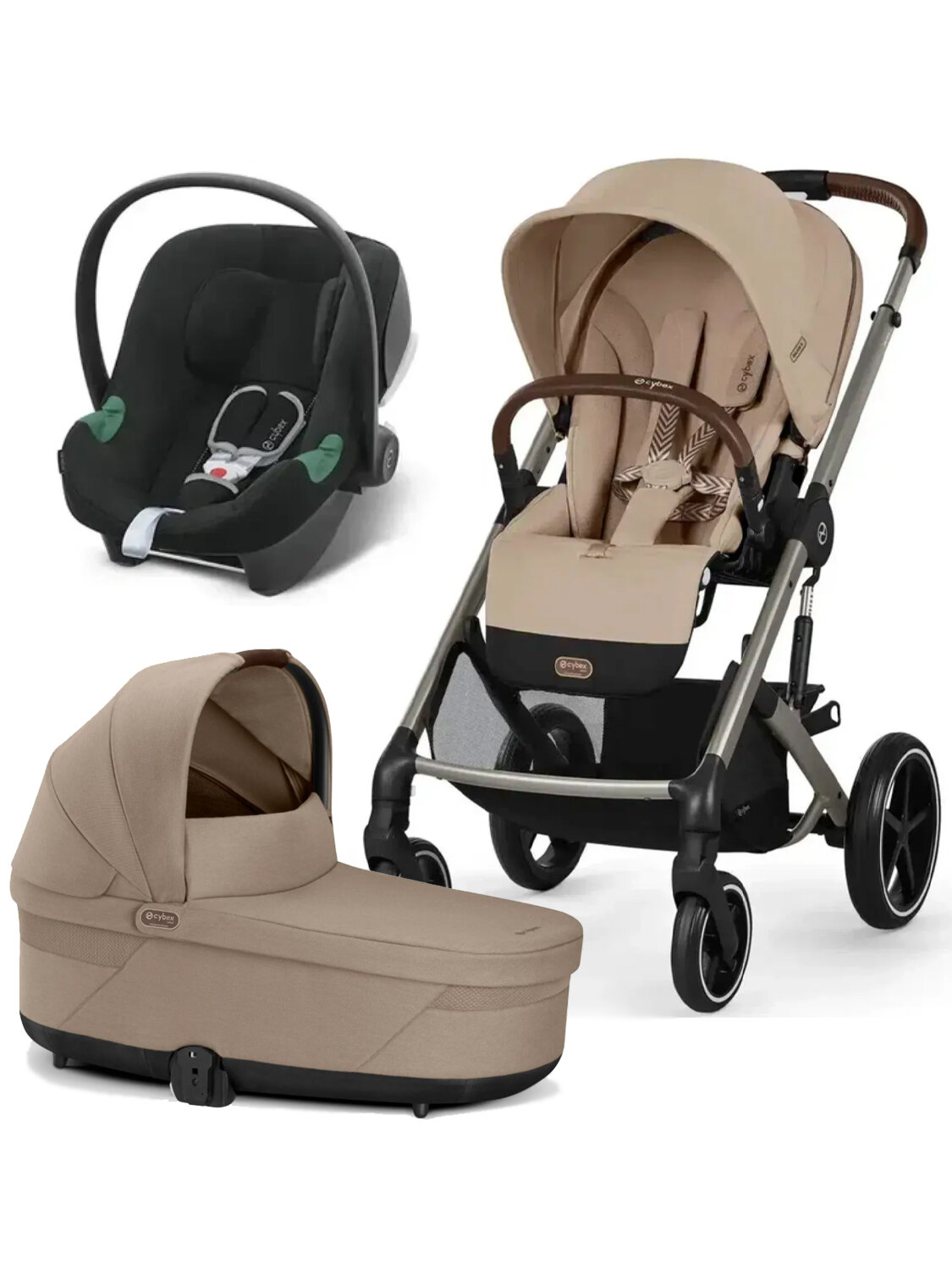 Коляска 3 в 1 Cybex Balios S Lux New TPE Almond Beige с дождевиком