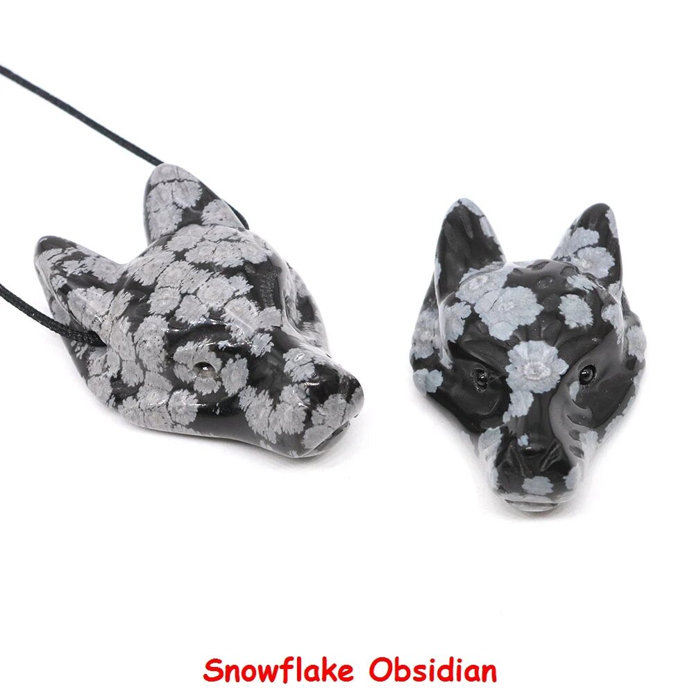 Подвеска волк Snowflake Obsidian, 1PC