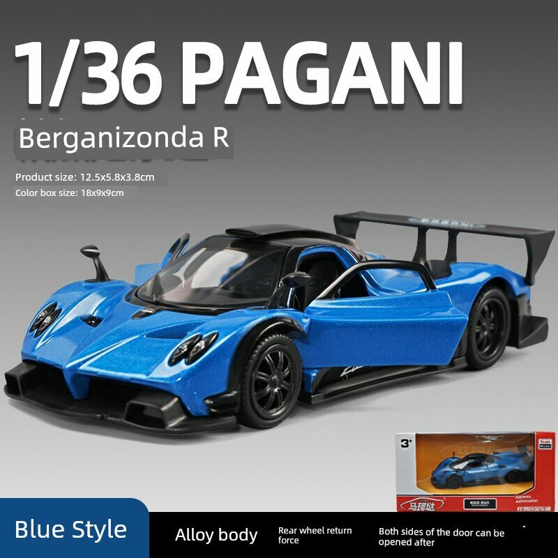 Алюминиевая модель Pagani Zonda синего цвета для мальчиков, коллекционная игрушка с детализированным кузовом