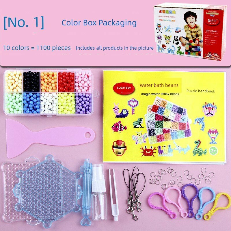 Набор волшебных бусин для творчества, 10 цветов, 1 коробка, 1100 бусин, подарочная упаковка с пособием для творчества