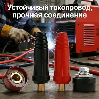 Быстроразъемный разъем для электросварочного аппарата. Чистая медь.2 шт.