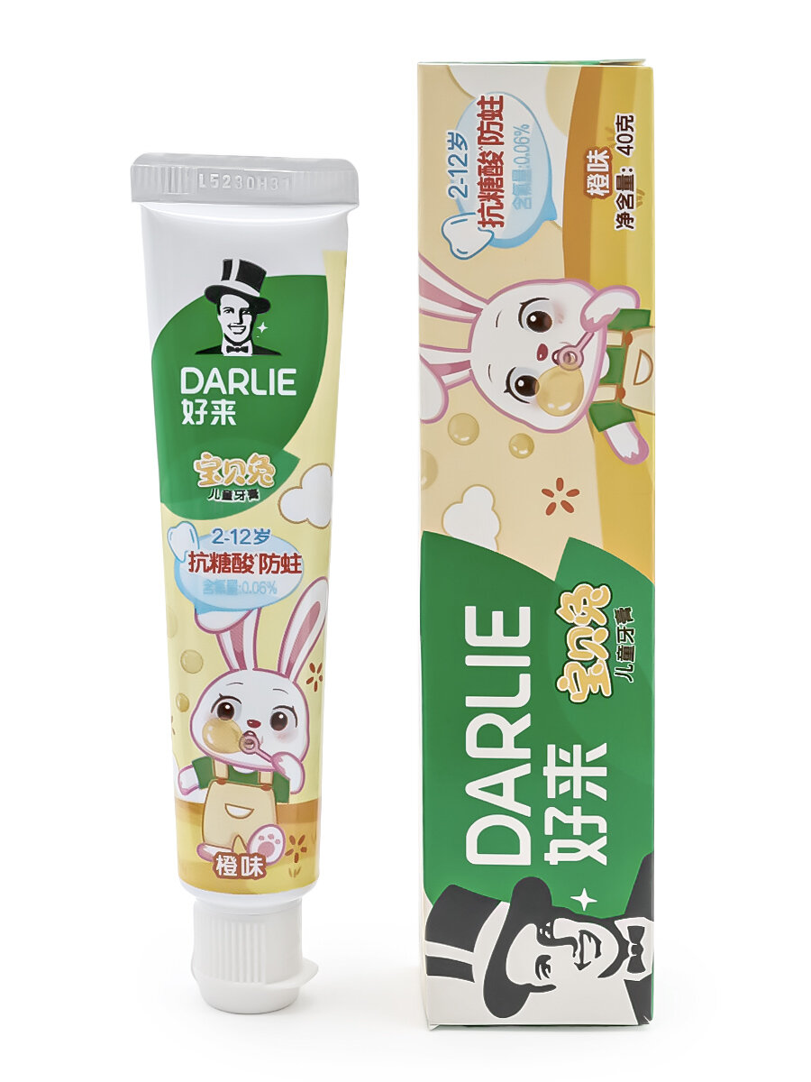Darlie Детская зубная паста со вкусом Апельсина Haolai Baby Rabbit Childrens Toothpaste Orange Flavour, 40 г