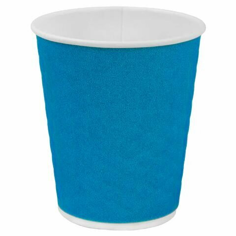 4 шт. Стакан одноразовый бумажный 250/273 мл, D 80 мм, двухслойный, "Соты", синий, комплект 50 шт, холодное/горячее, WELDAY (вэлдэй), 702704