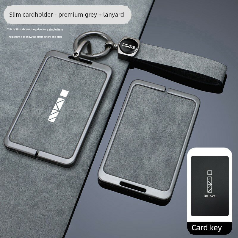 Кожаный чехол для ключей и карт Icar03/IcarV23 темно-серый с ремешковой застежкой - прочная и стильная защита