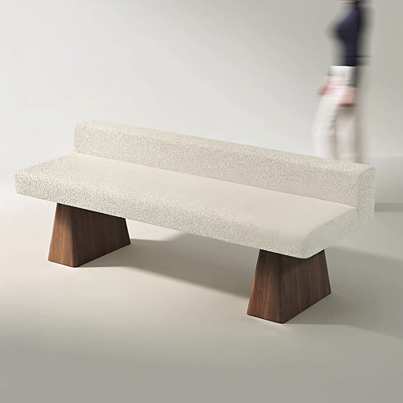 Интерьерная банкетка со спинкой и деревянным основанием Guadaira (120*60*65см / белый)