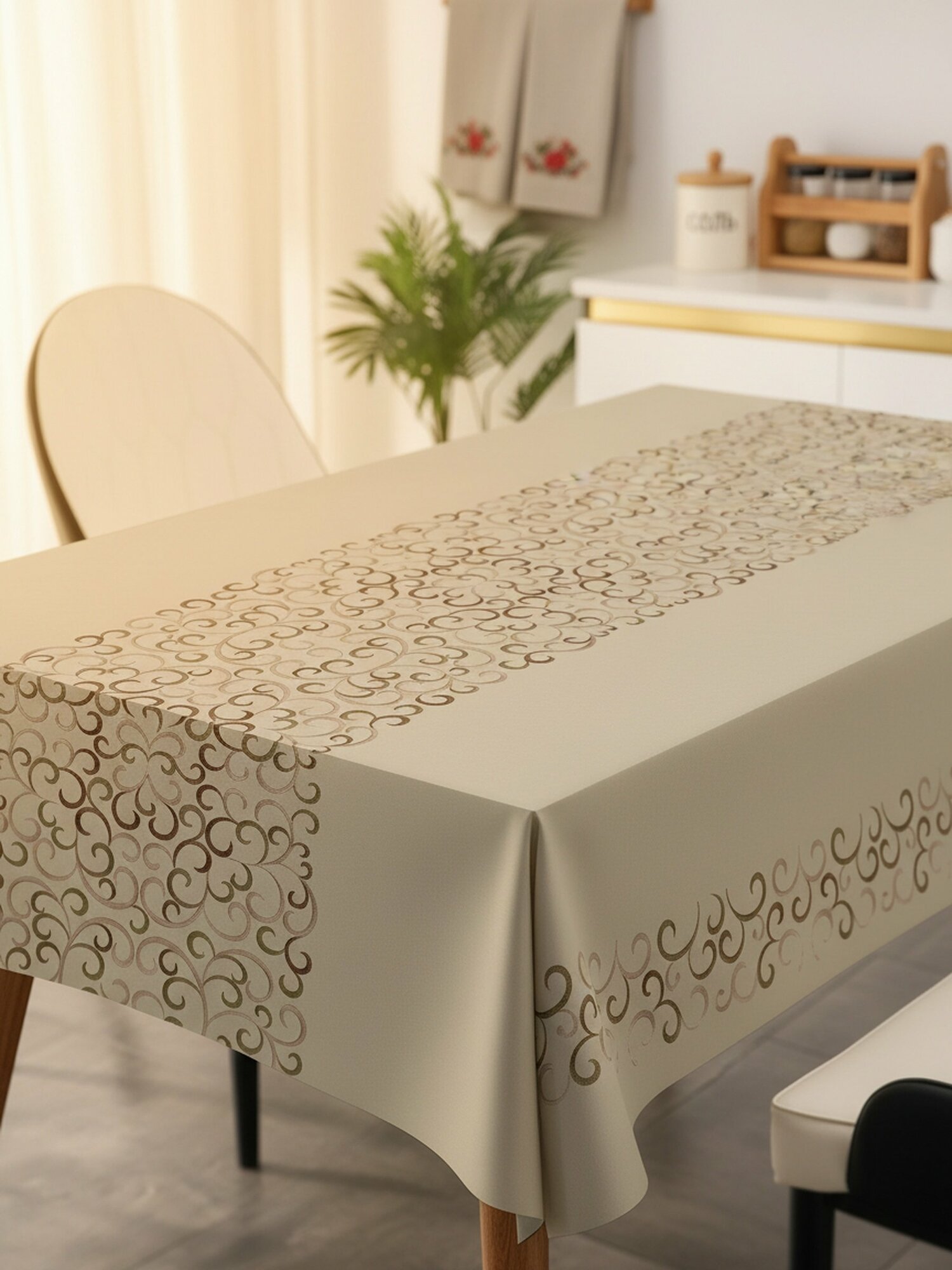 Клеенка ПВХ Silvano Элегия бежевый рисунок 1.39х20 м рулон для стола