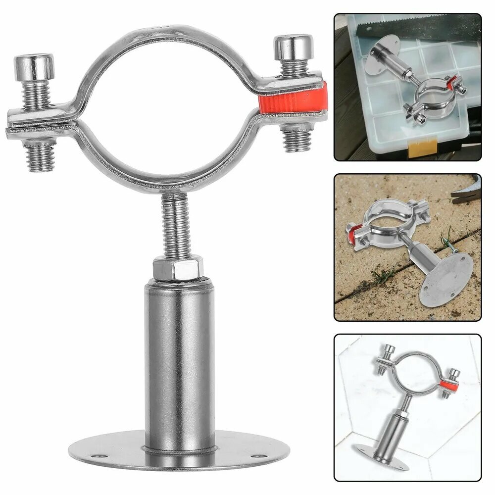 Нержавеющий стальной кронштейн для труб, регулируемый, для крепления на стену и потолок, 2 шт