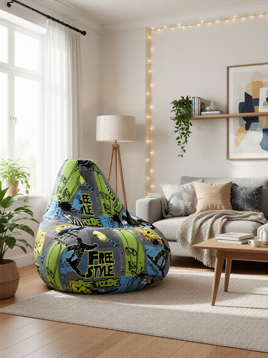 Мир Пуффов Кресло-мешок «Груша» Фристайл, с ручкой для переноски, размер- XXXL, cъемный чехол