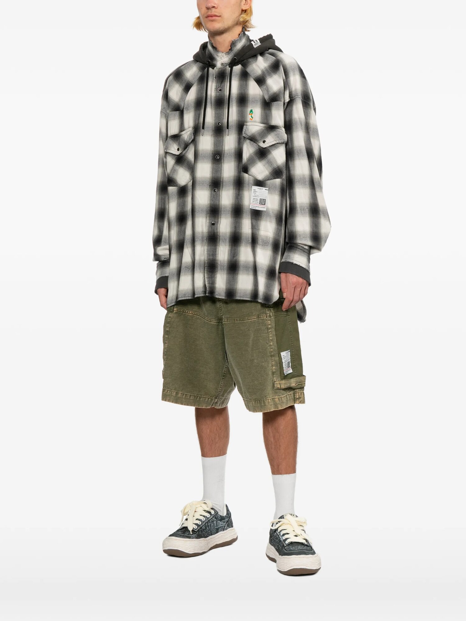 Рубашка MAISON MIHARA YASUHIRO Hooded checked shirt, размер 46 — фото 1