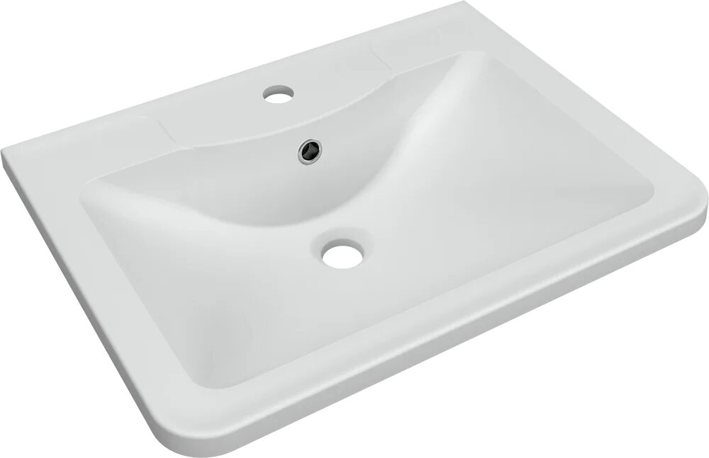 Мебельная раковина Florentina Аллегро 60 накладная, из литьевого мрамора, белая, матовая, раковина для ванной, прямоугольная