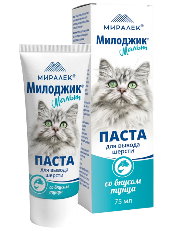 Паста для вывода шерсти Милоджик Мальт со вкусом тунца, 75 мл