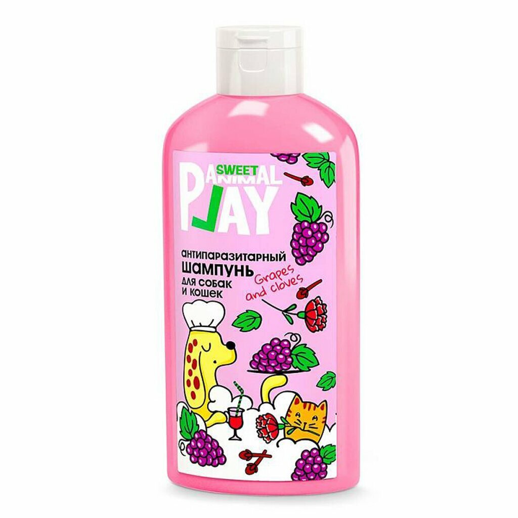 Шампунь Animal Play Виноград и гвоздика для кошек и собак 300 мл для отпугивания насекомых