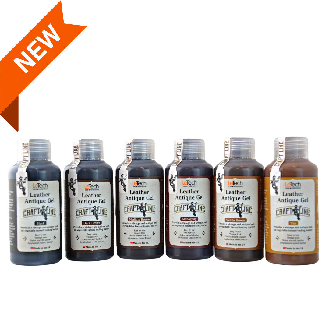 Набор Антик-гелей, антик краска для кожи 6 цветов, для тиснения на коже растительного дубления, винтаж, создание объемного рисунка, LeTech, Leather Antique Gel 100ml