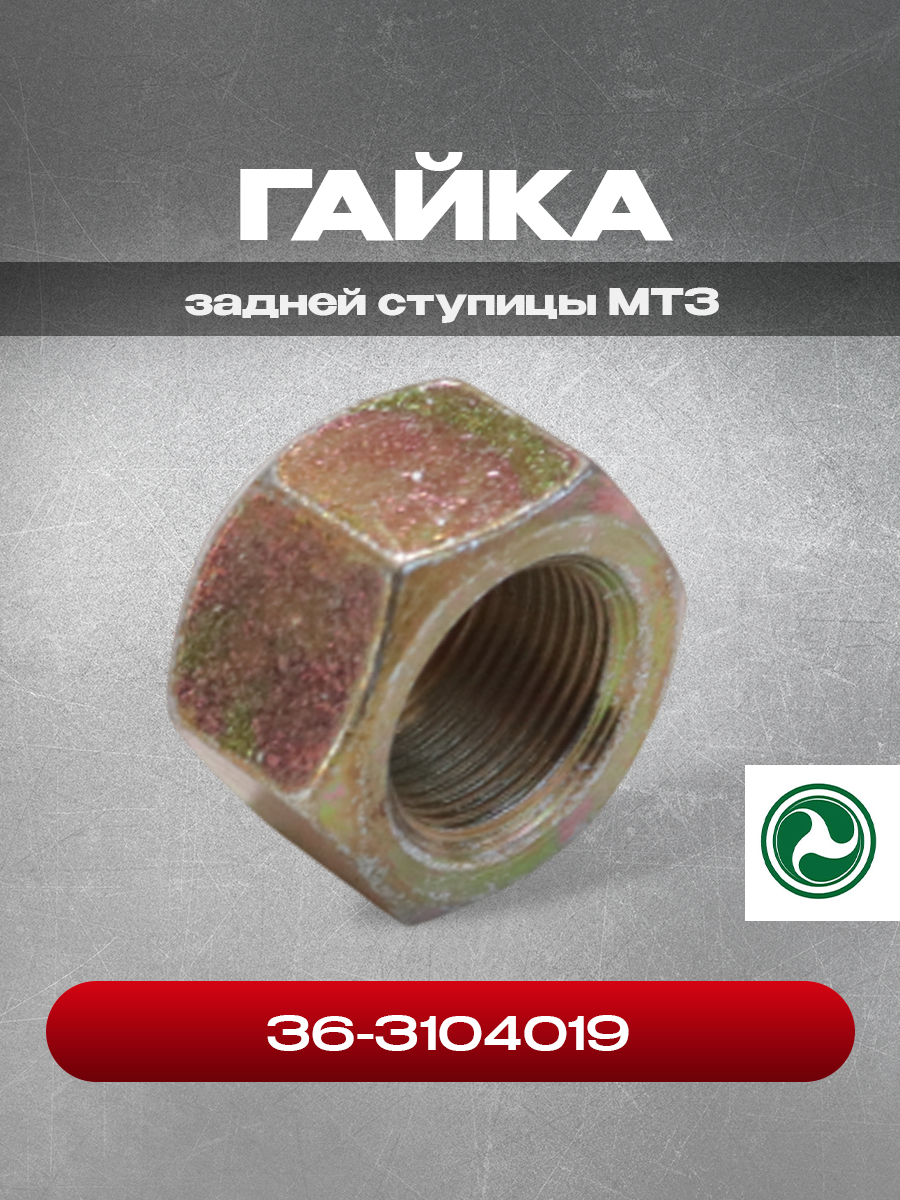 Гайка 36-3104019 задней ступицы МТЗ (САЗ-Сморгонь) для тракторов МТЗ-80/82/1025/1221, ЮМЗ-6