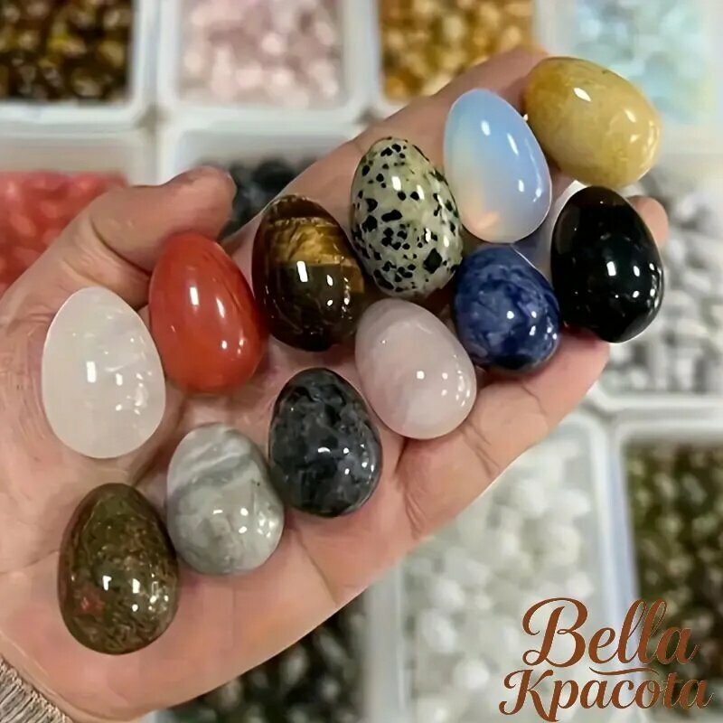 Пасхальные яйца из камня, набор полированных натуральных яиц для декора пасхальные украшения для дома, стильный подарок на Пасху, 10 случайных цветов