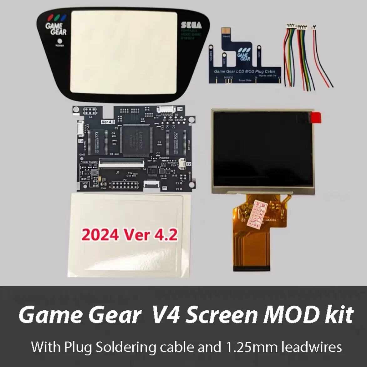 SEGA Game Gear V4.2 HD яркий экран с полной ламинацией черная стеклянная панель с PLUS CABLE (единая комплектация)